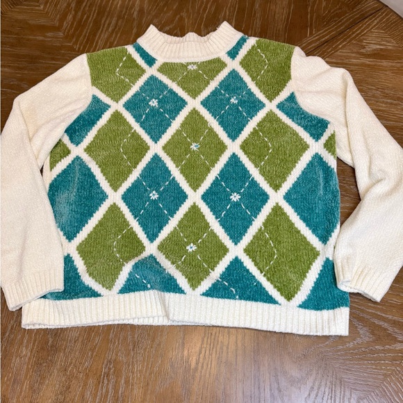 Alfred Dunner | Sweaters | Alfred Dunner Argyle Sweater In Cream Green ...
